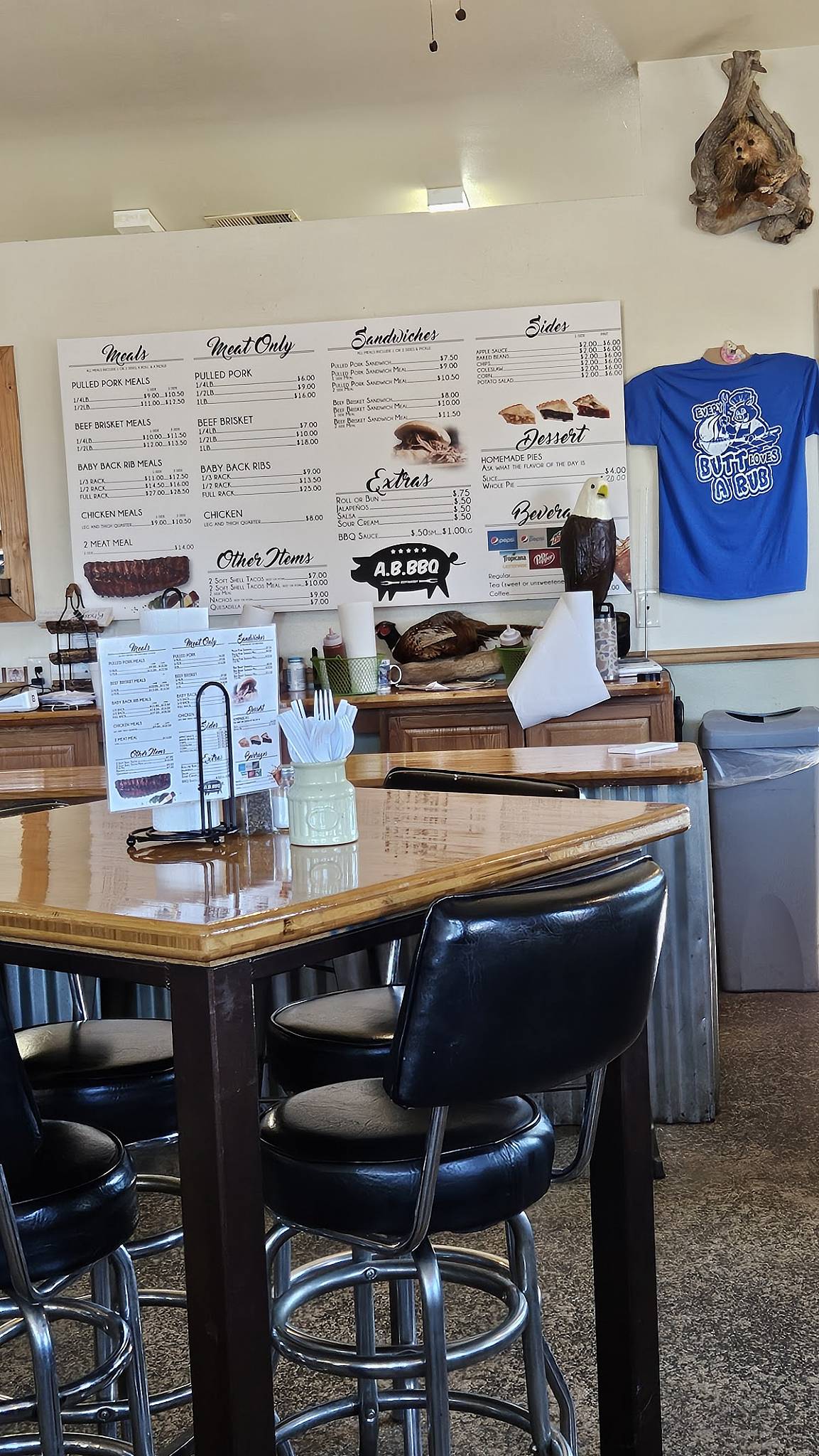 Menu at AB BBQ, Cheyenne
