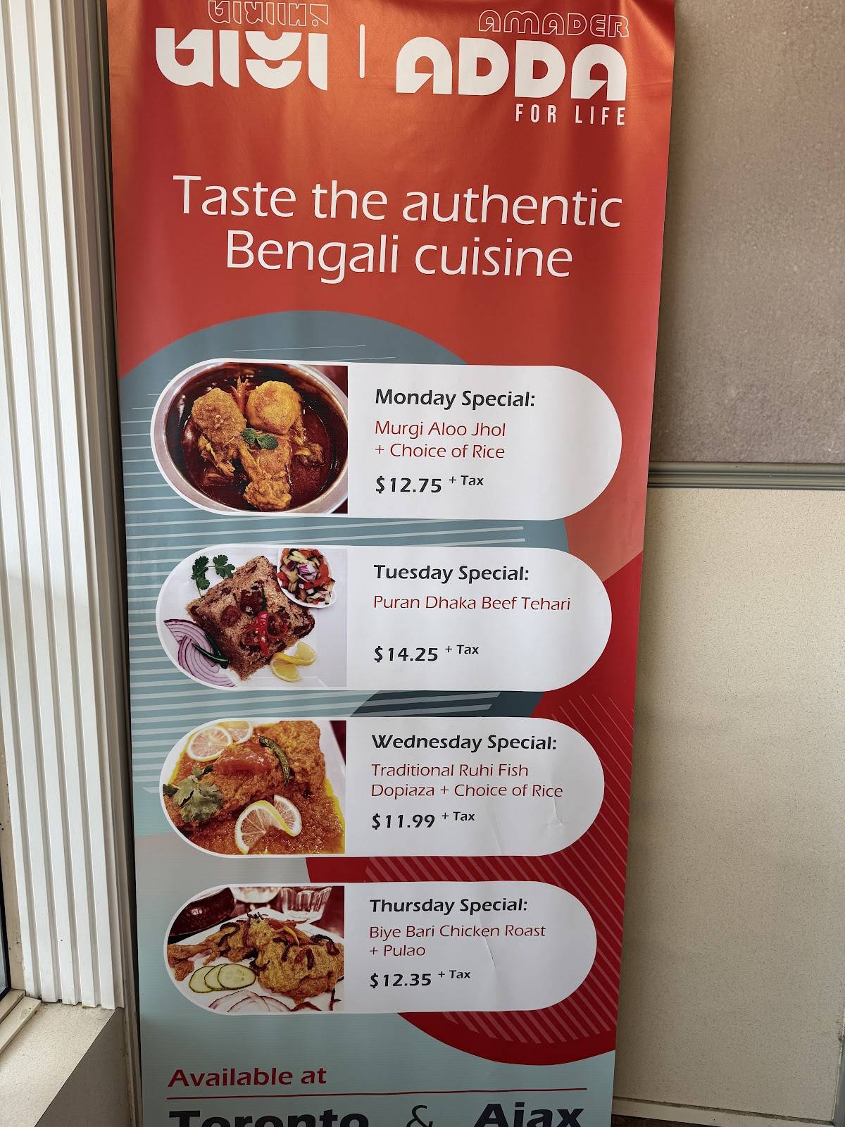 Menu at ADDA Bengali Kitchen & Catering restaurant, Ajax