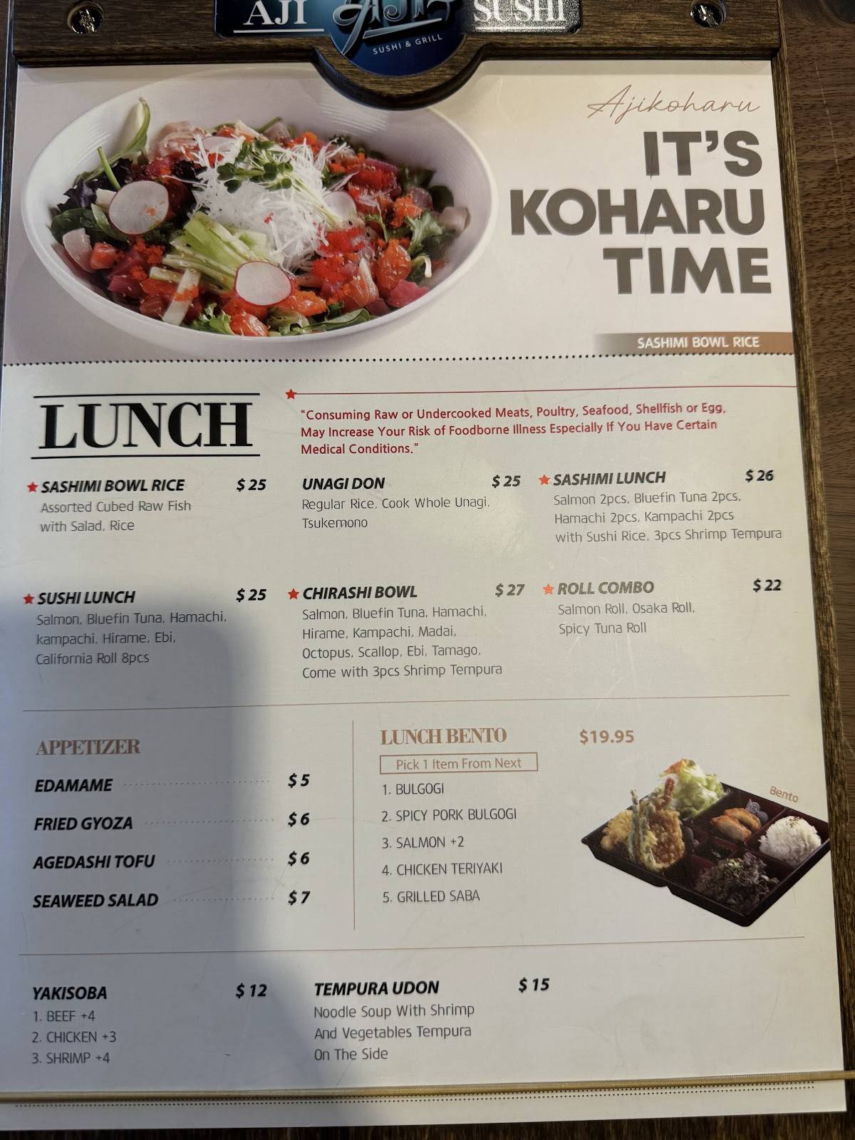 Menu at AJI Koharu Sushi & Grill Federal Way restaurant, Federal Way