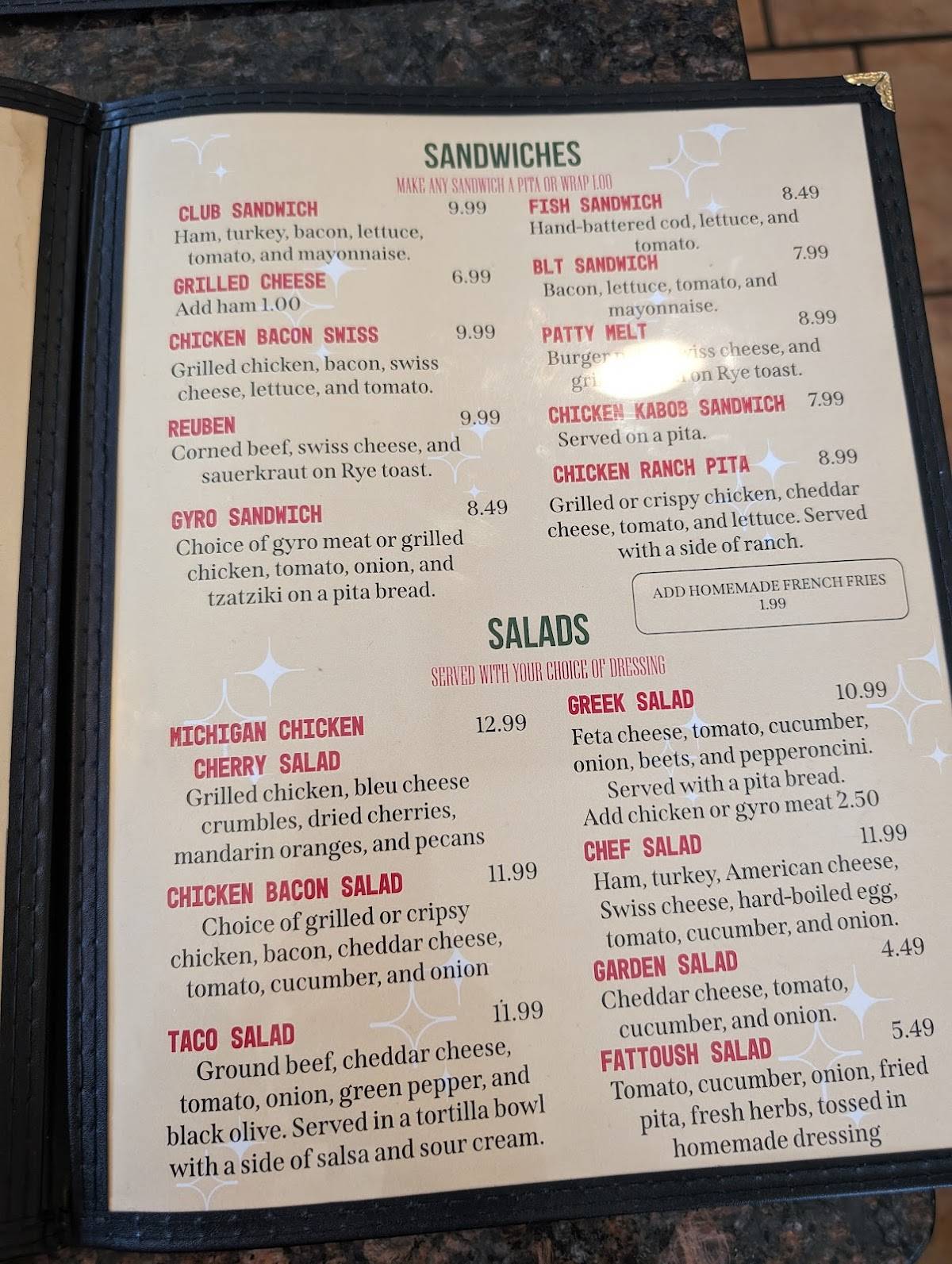 Menu at ANDYS COUNTRY CHEF restaurant, Clio