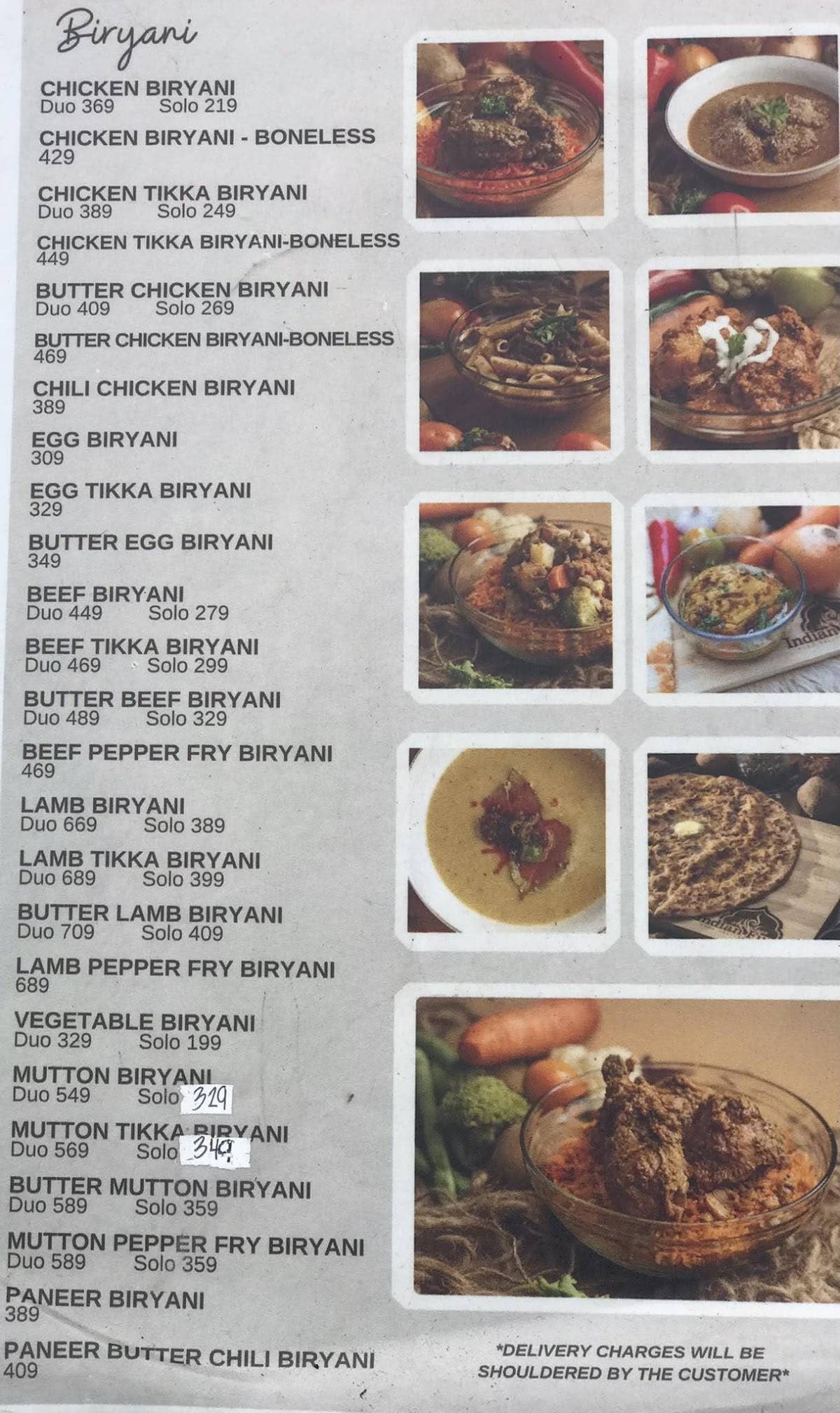 Carta de ARIFA Authentic Indian Restaurant, Talisay, Natalio Bacalso Avenue