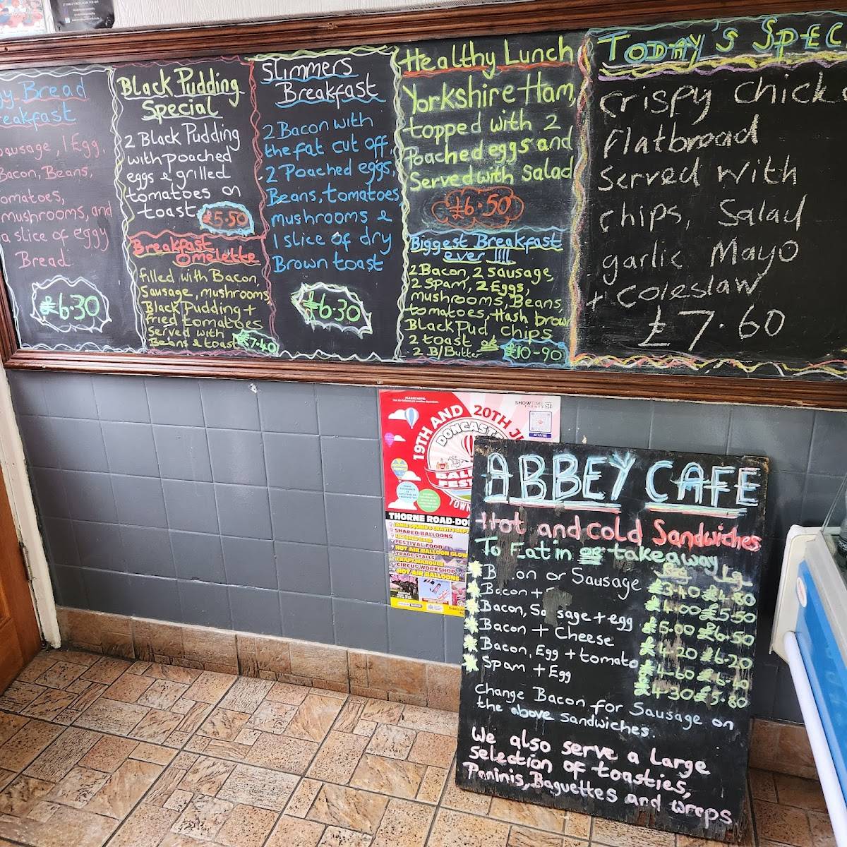 Menu at Abbey Cafe, Selby, 46 Micklegate