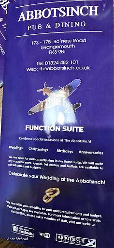 Menu at Abbotsinch restaurant, Grangemouth