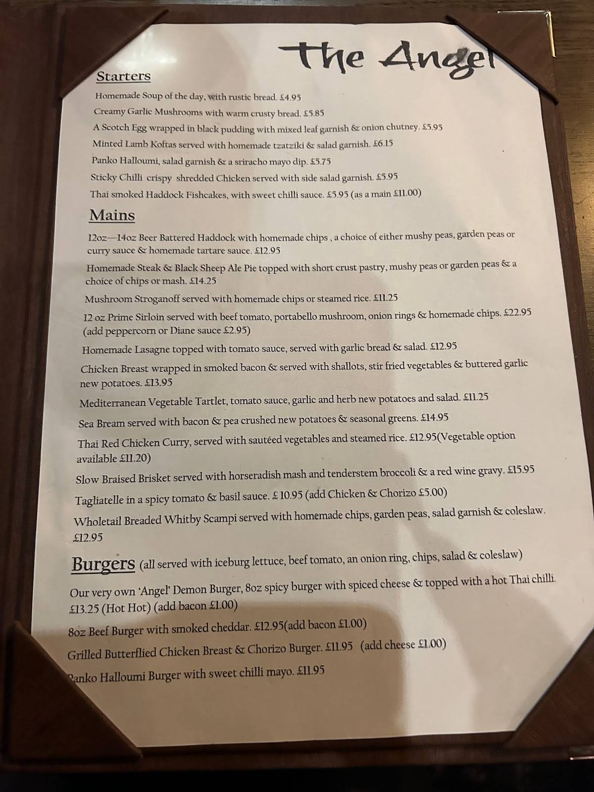 Menu at The Angel pub & bar, Pontefract