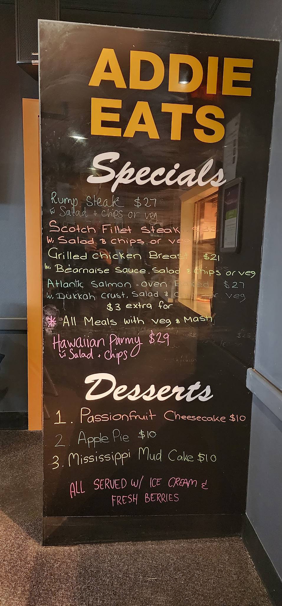 Menu at Adelaide Hotel Moruya pub & bar, Moruya