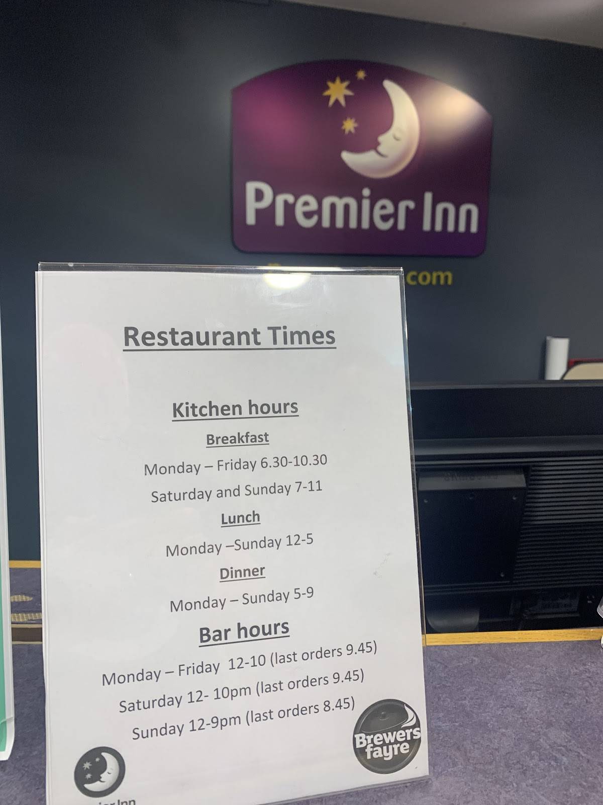 Menu at Afon Conwy Brewers Fayre restaurant, Colwyn Bay