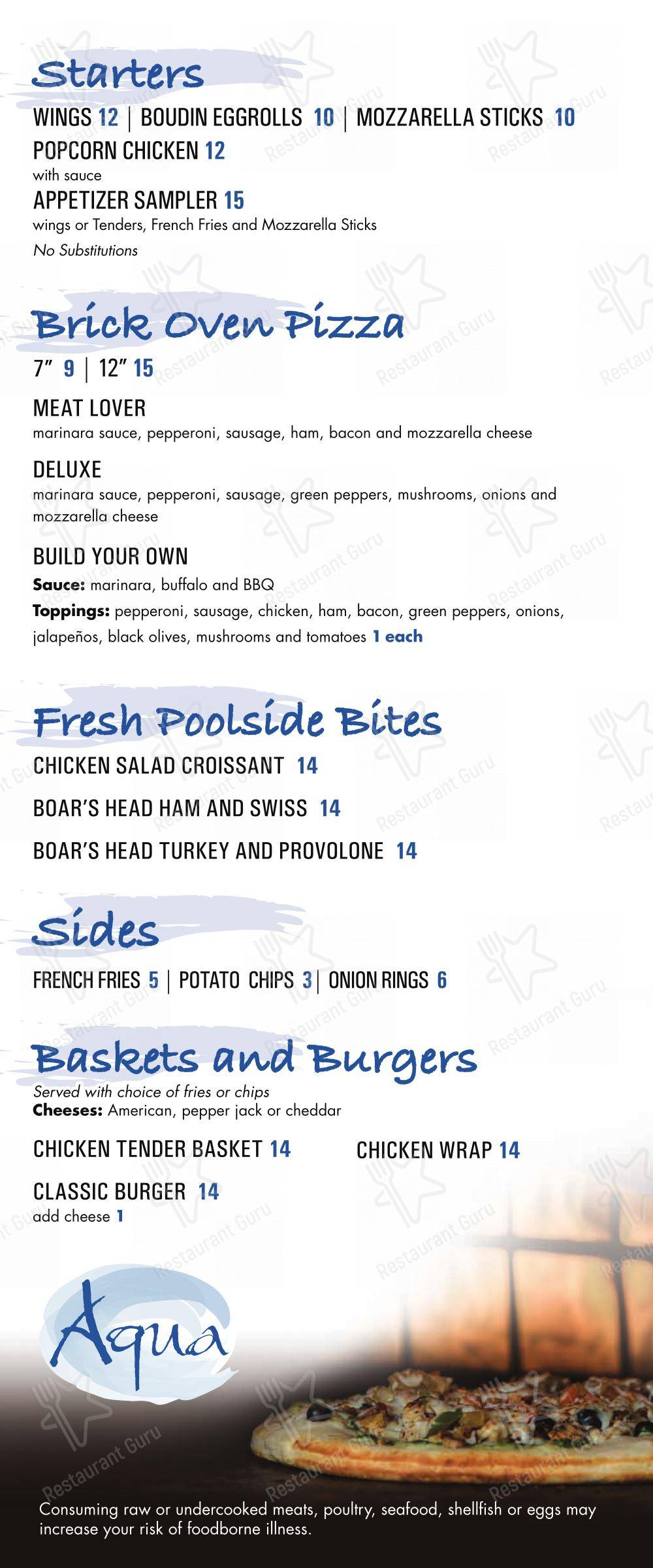 Menu at Agua Bar and Grill, Biloxi