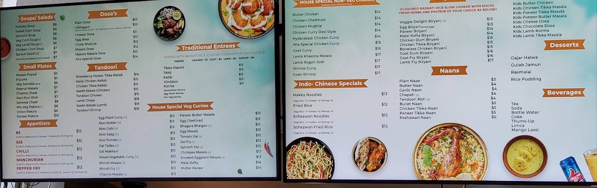 Menu at Aha Indian Grill - Spring Hill restaurant, Spring Hill