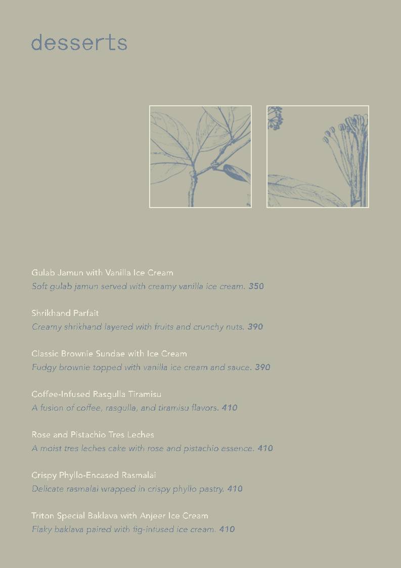 Menu at TRITON, Ahmedabad