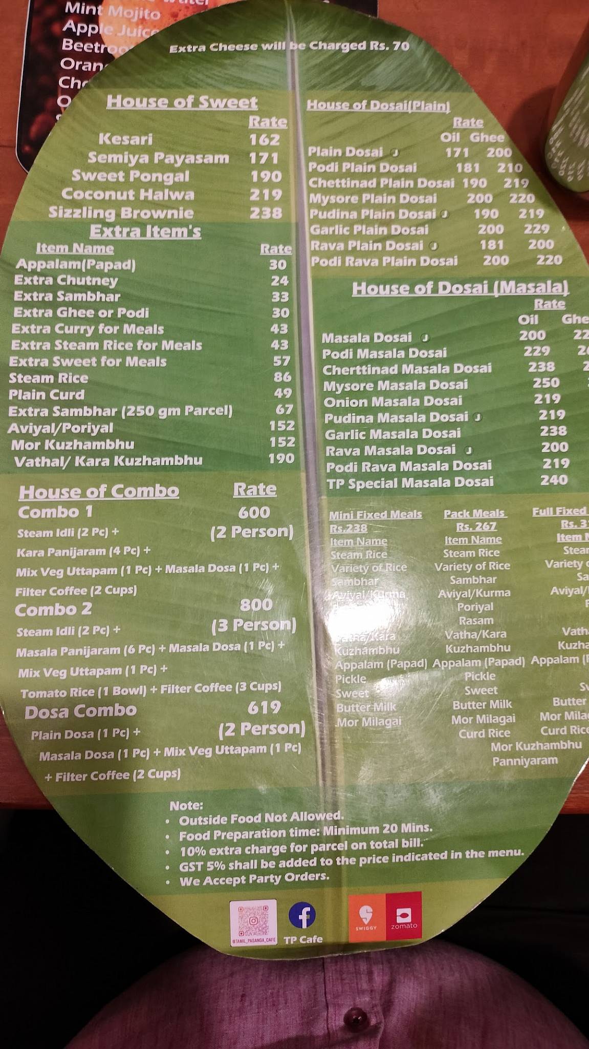 Menu at Tamil Pasanga Cafe, Ahmedabad, Amrapali Lakeview Tower