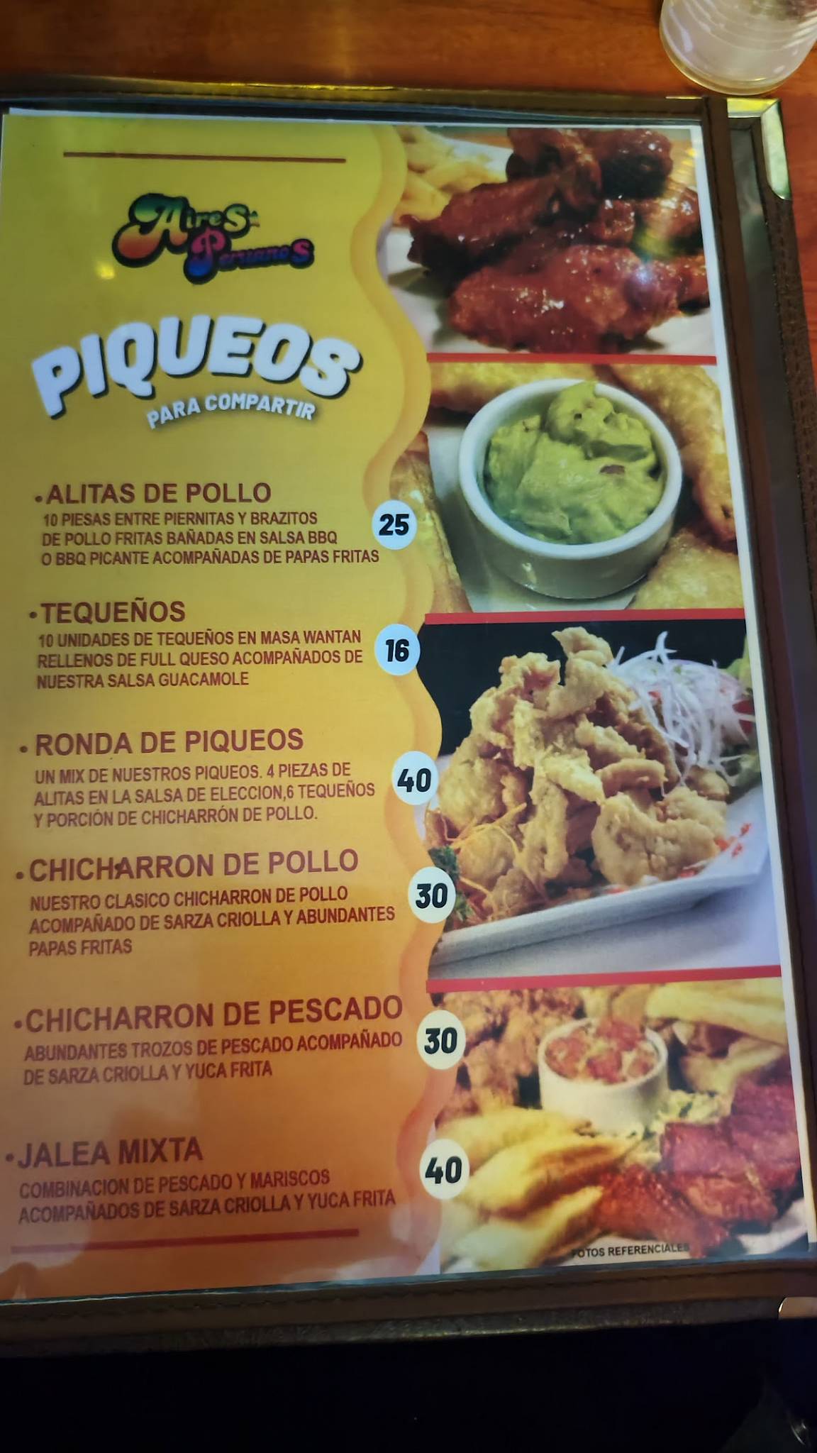 Carta del restaurante Airesperuanos, Lima