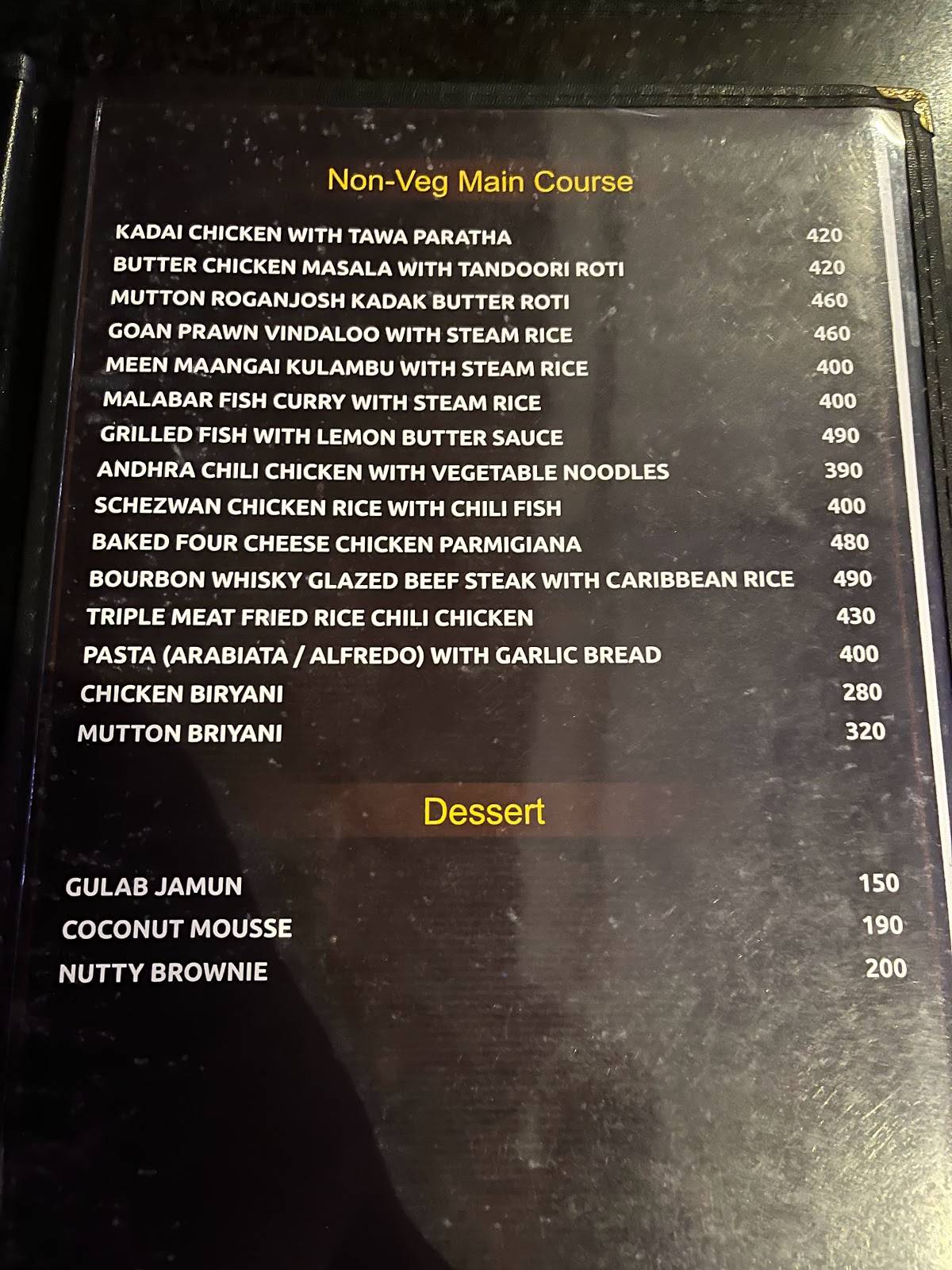 Menu at Ajantha Rooftop Restaurant, Puducherry