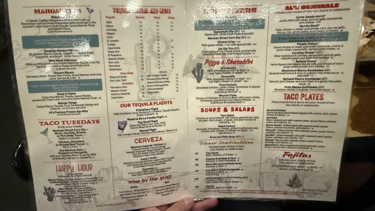 Menu at Ajo Al's Mexican Cafe, Scottsdale, E Shea Blvd