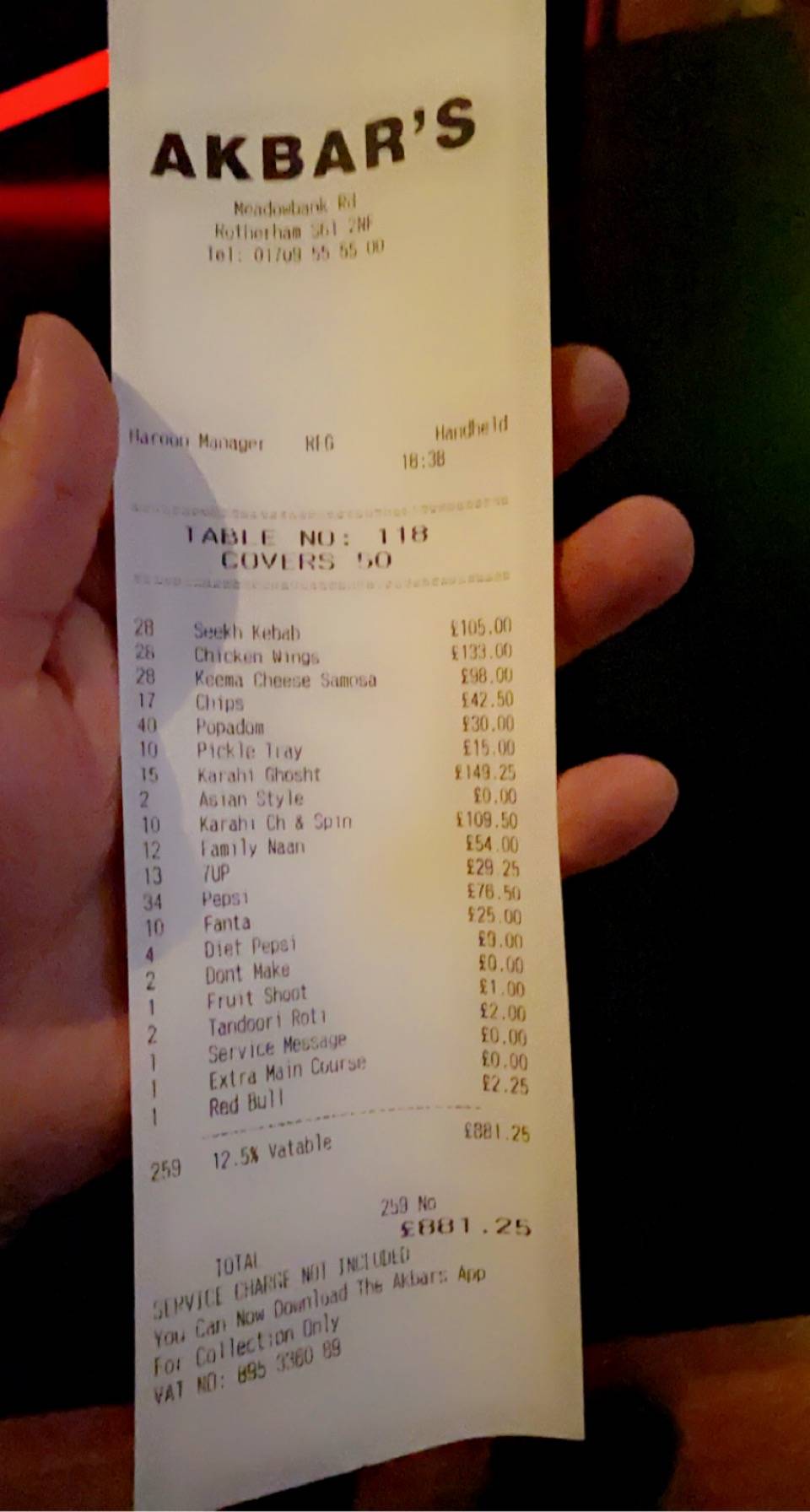 Menu at Akbar's Rotherham, Rotherham, Meadow Bank Rd