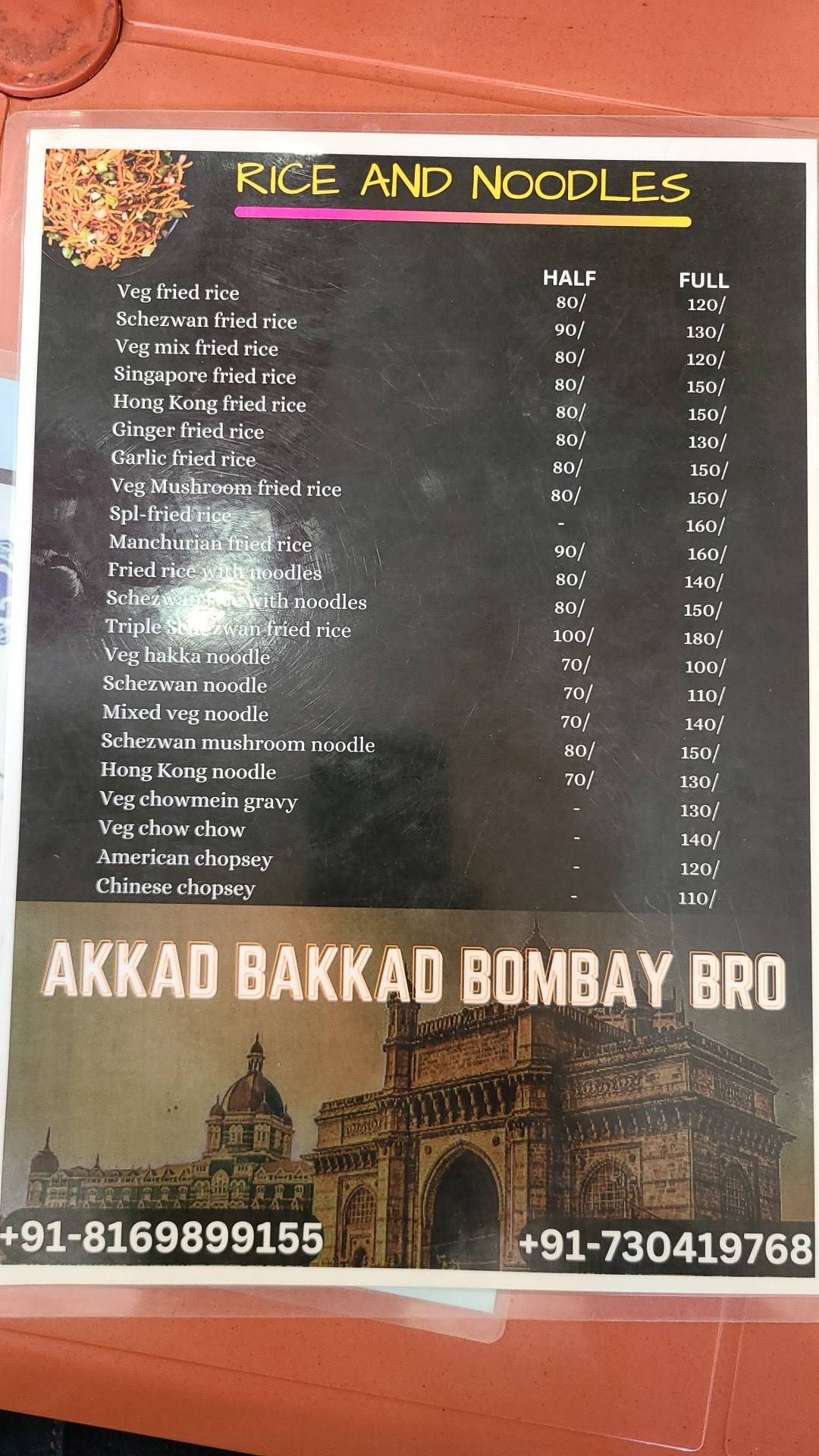 Menu at Akkad bakkad bombay boo, Anand