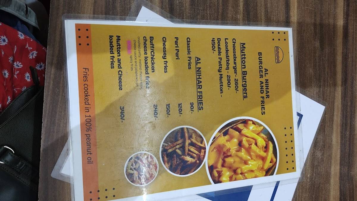 Menu at Al Nihar, New Delhi