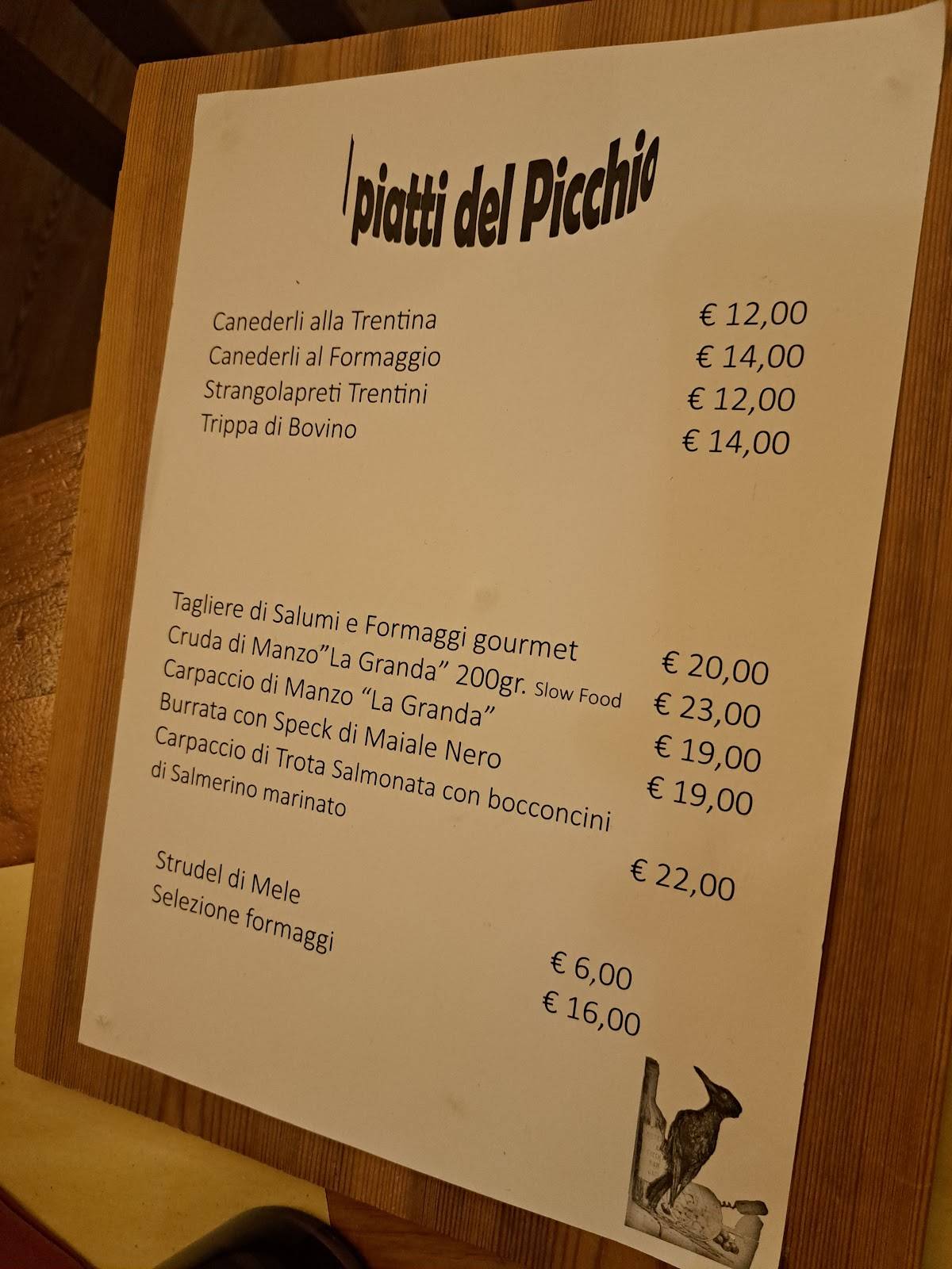 Menu at Al Picchio Nero pub & bar, Cles