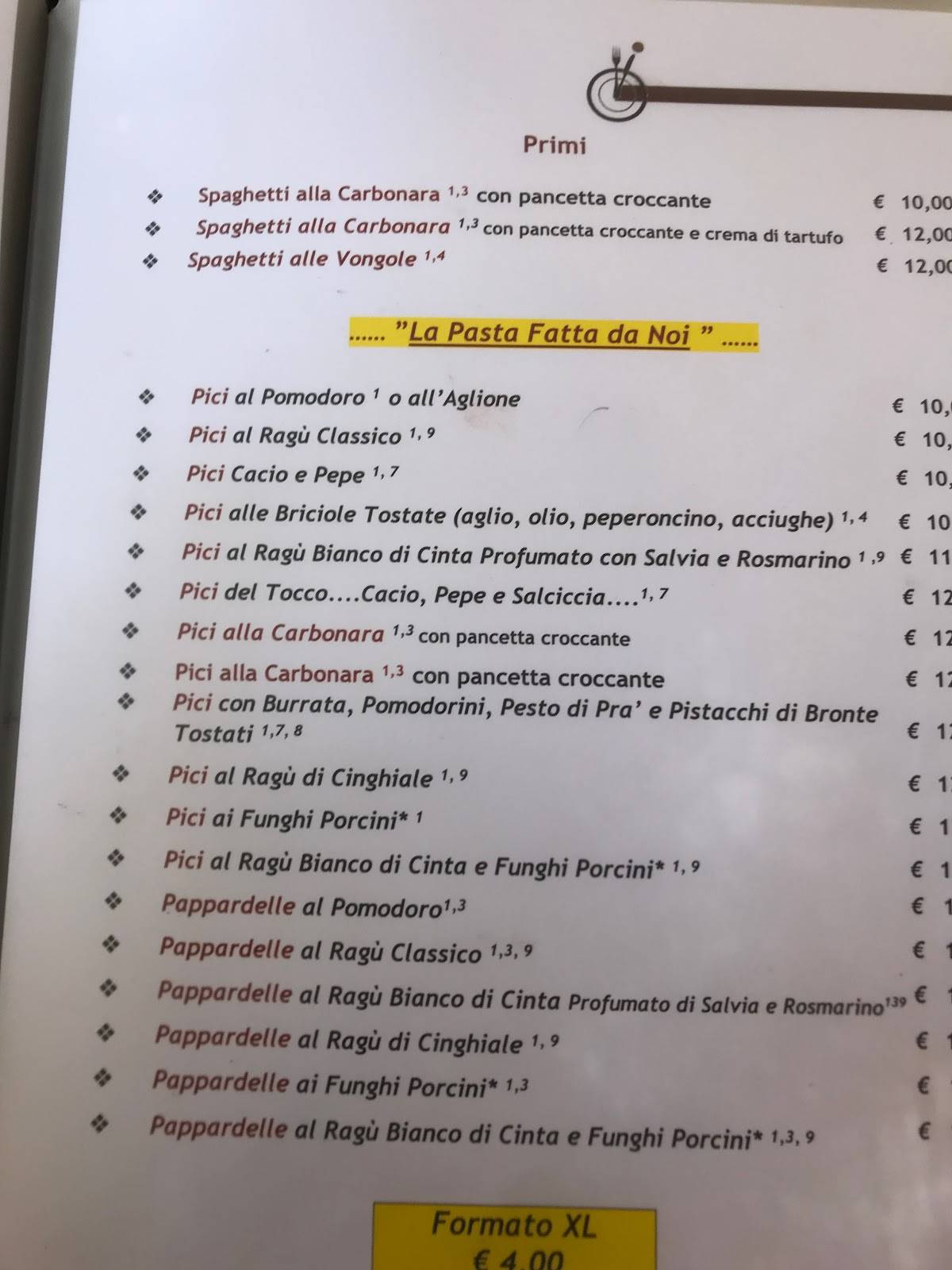 Menu da Al Tocco - Ristorante Cucina Tipica Senese, Siena
