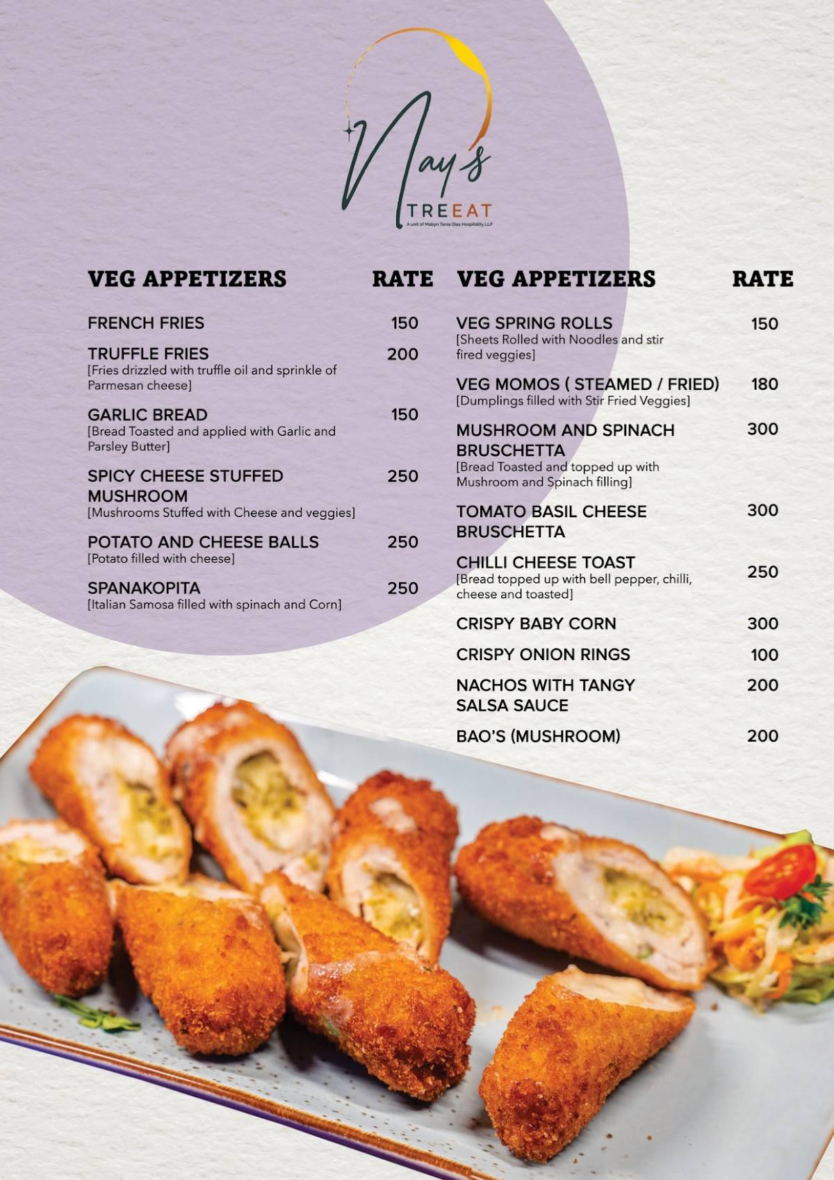 Menu at Nay's TreEAT, Aradi Socorro