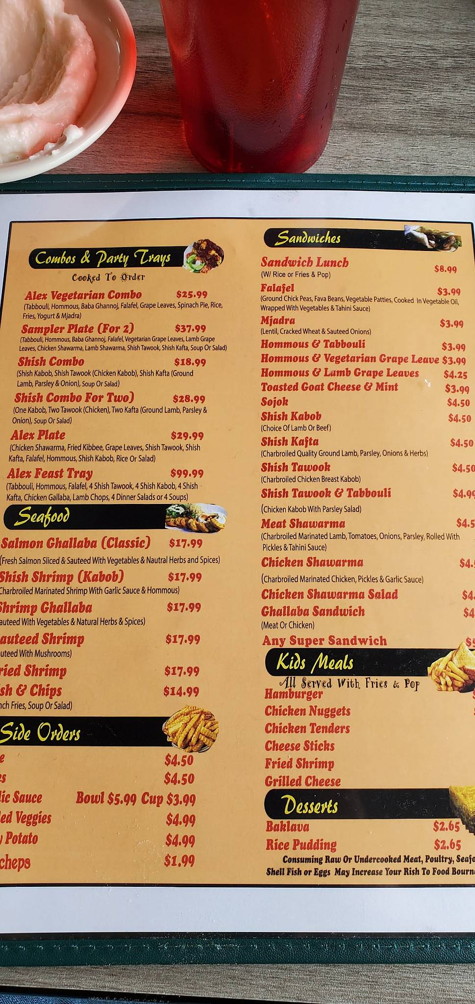 Menu at Alex Kabob House restaurant, Southgate