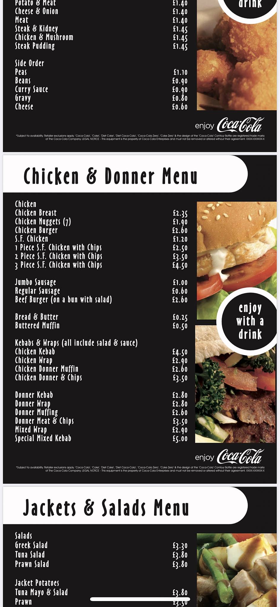 Carta del restaurante Alex’s Fish Chips, Oldham