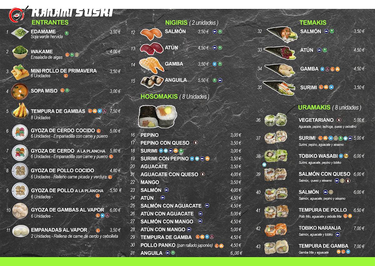 Carta de Restaurante Hanami Sushi, Algeciras