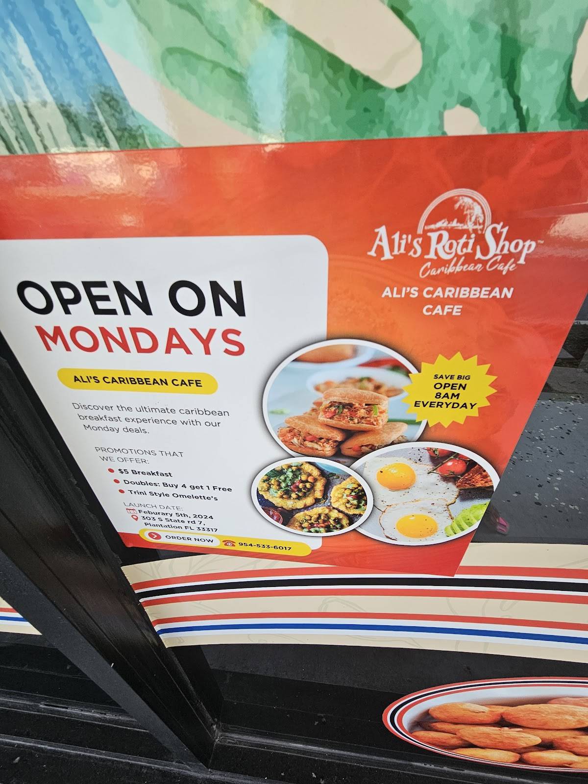 Menu at Ali's Roti Shop restaurant, Plantation