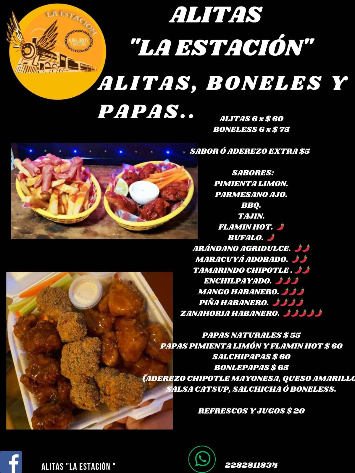 Menu at Alitas "La estación" restaurant, Xalapa