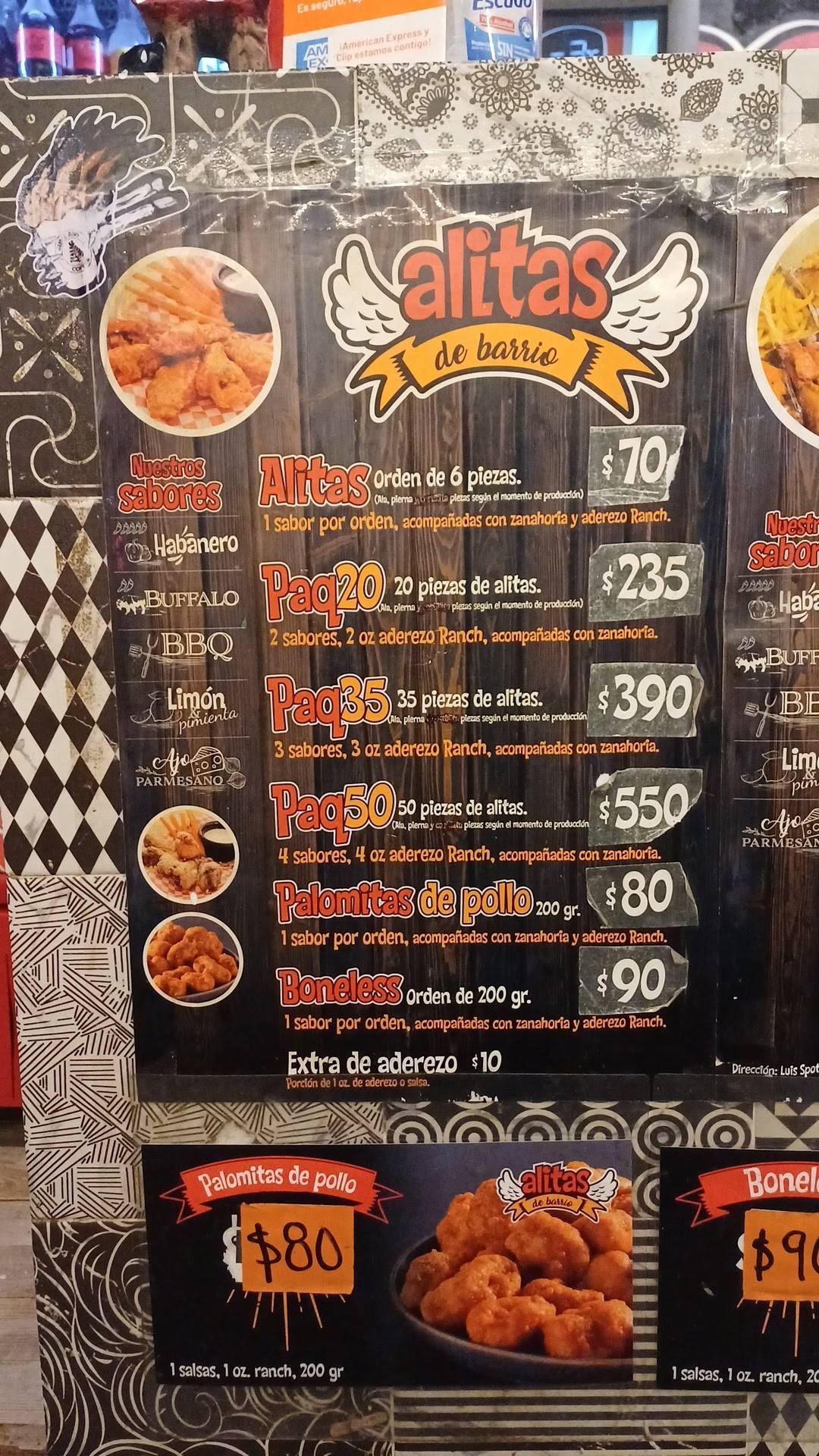 Carta de Alitas de Barrio Buffet de Alitas, Ciudad López Mateos, Luis ...