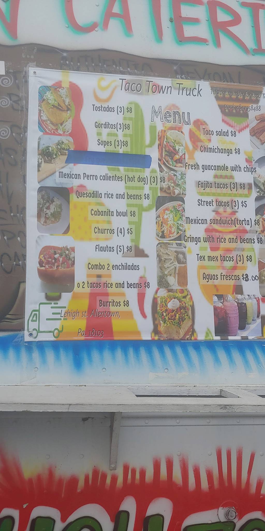 Menu at Taco Town catering & taquizas truck restaurant, Allentown