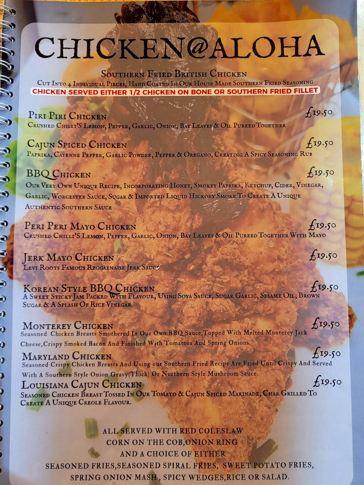 Menu at Aloha Bridlington restaurant, Bridlington