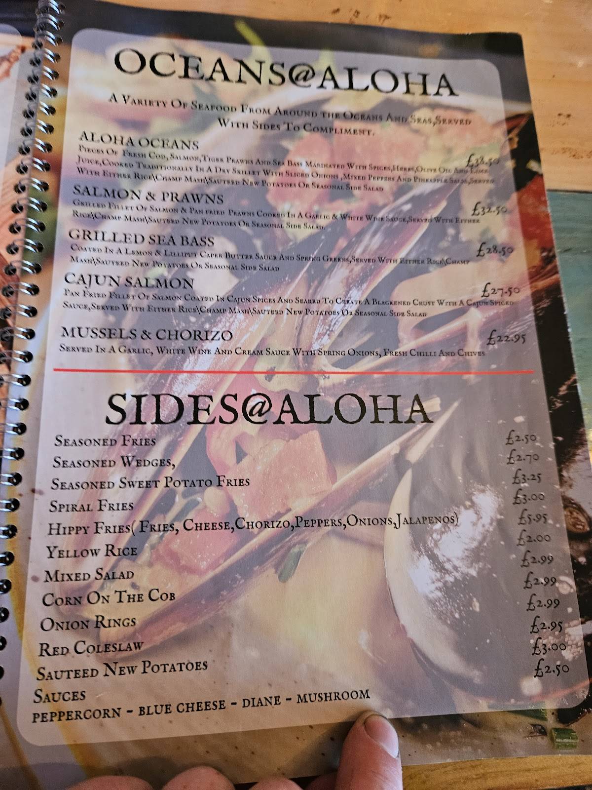 Menu at Aloha Bridlington restaurant, Bridlington