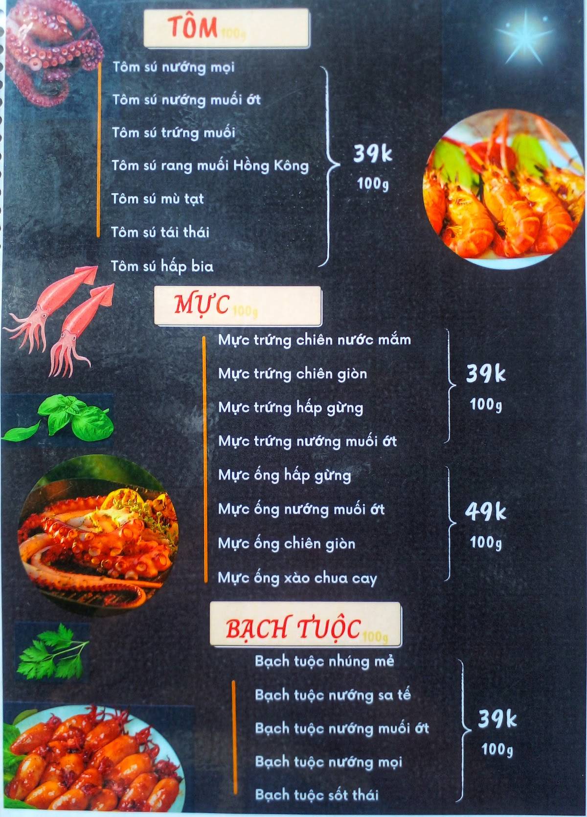 Menu at Ẩm Thực Hà - 11A Quán Lẩu Nướng Ngon restaurant, Ho Chi Minh City