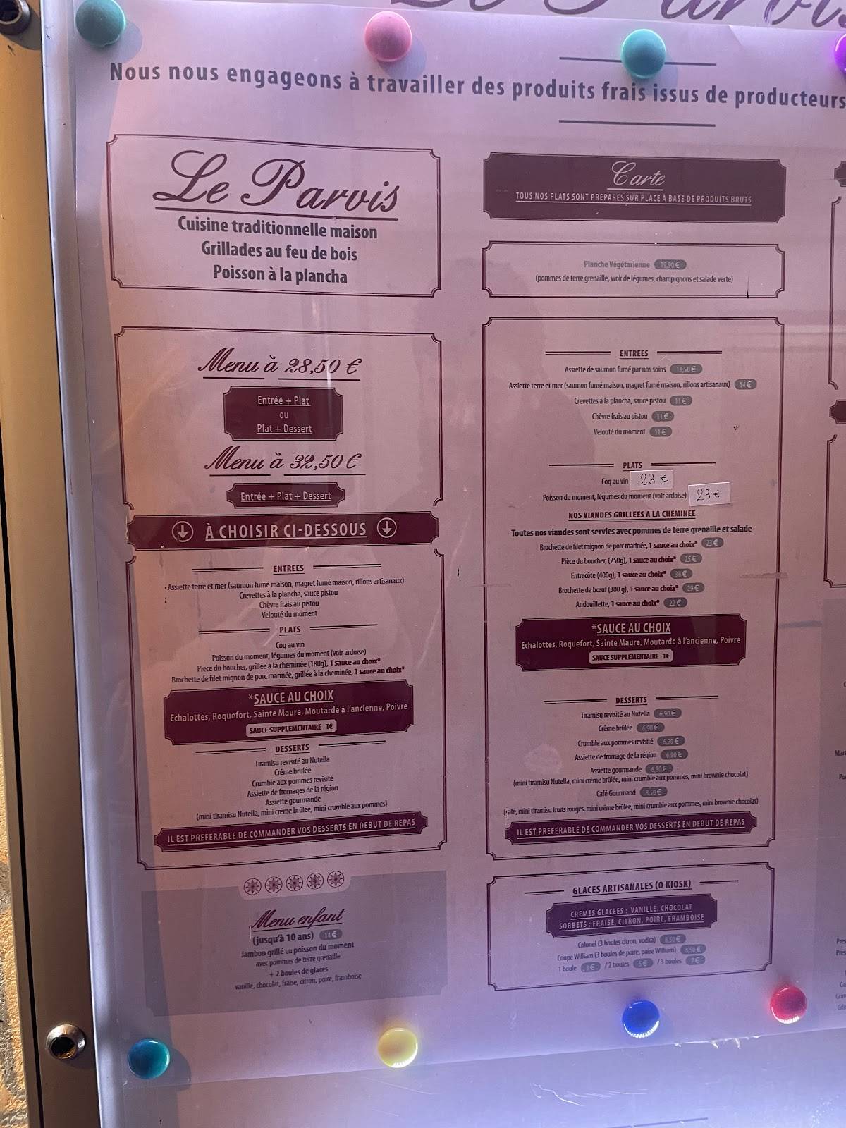 Menu au Le Parvis restaurant à viande, Amboise