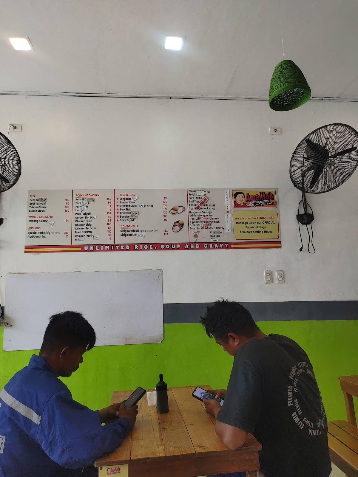 Menu at Amelito's Sizzling House restaurant, Malolos
