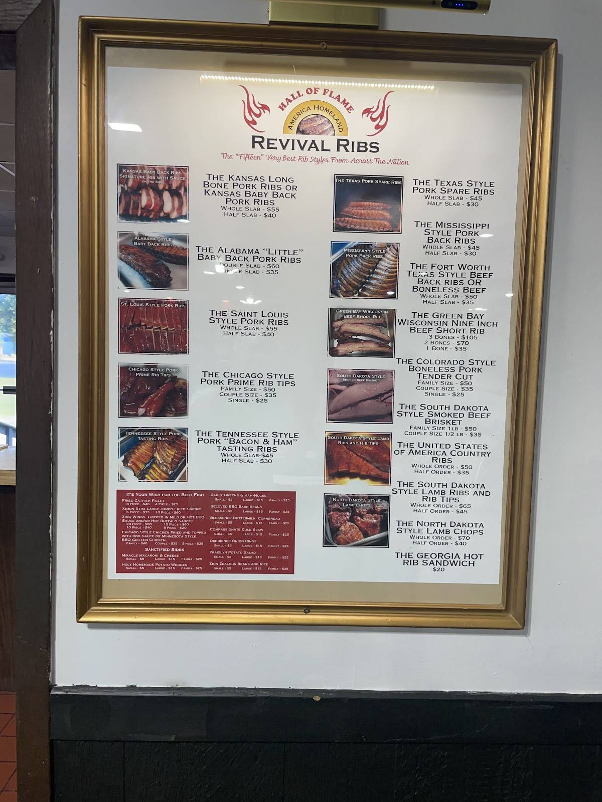 Menu at America Homeland Revival Ribs restaurant, Ellendale