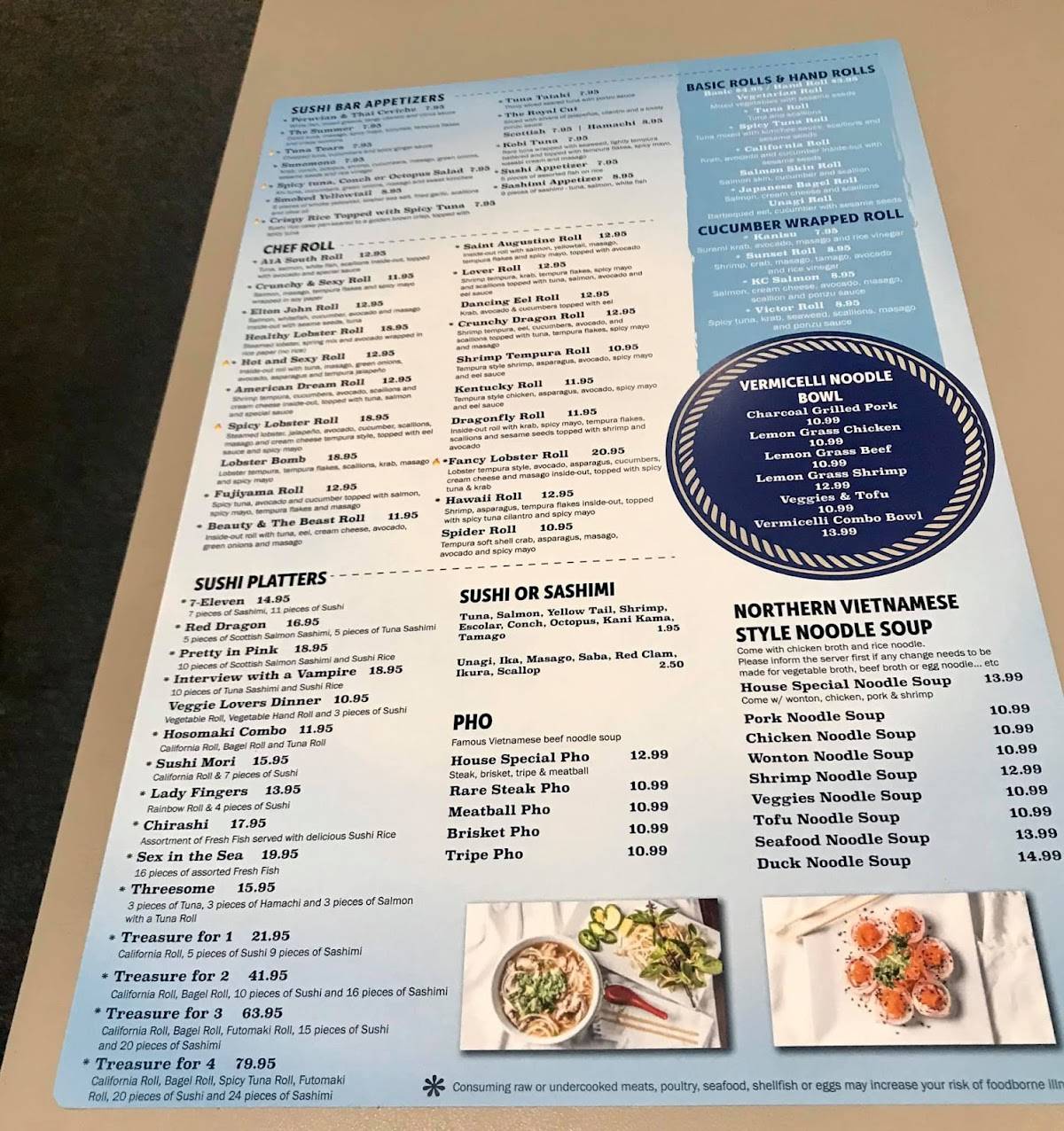 Menu at Andaman Asian Cuisine restaurant, St. Augustine
