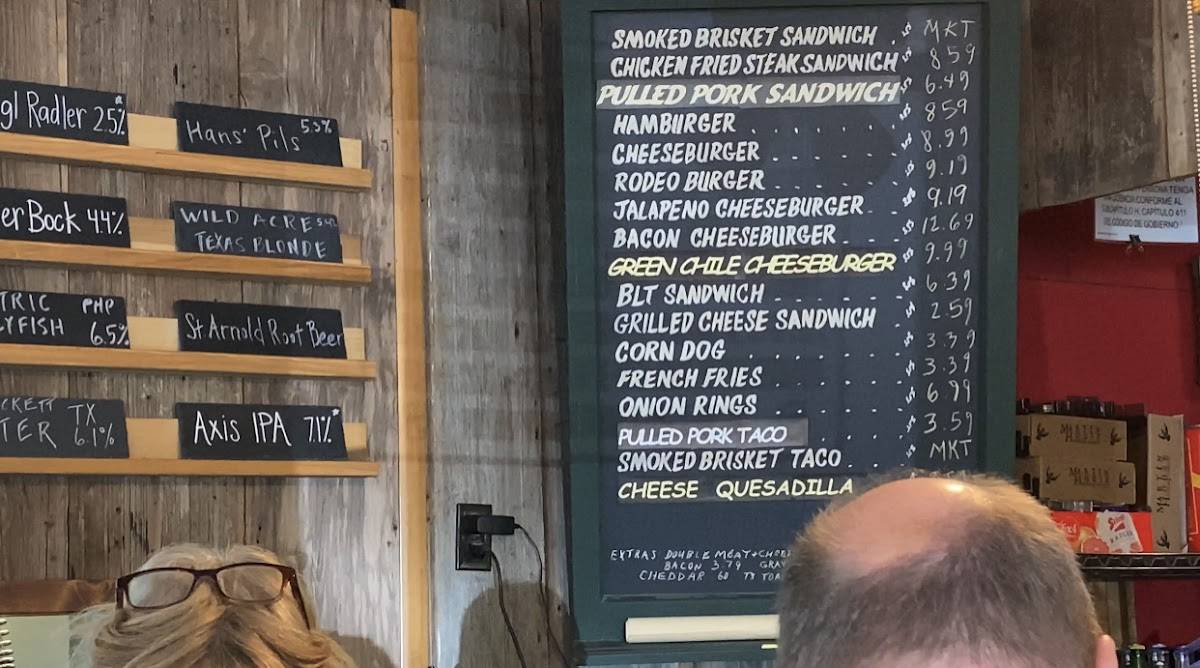 Menu at Andice General Store restaurant, Georgetown