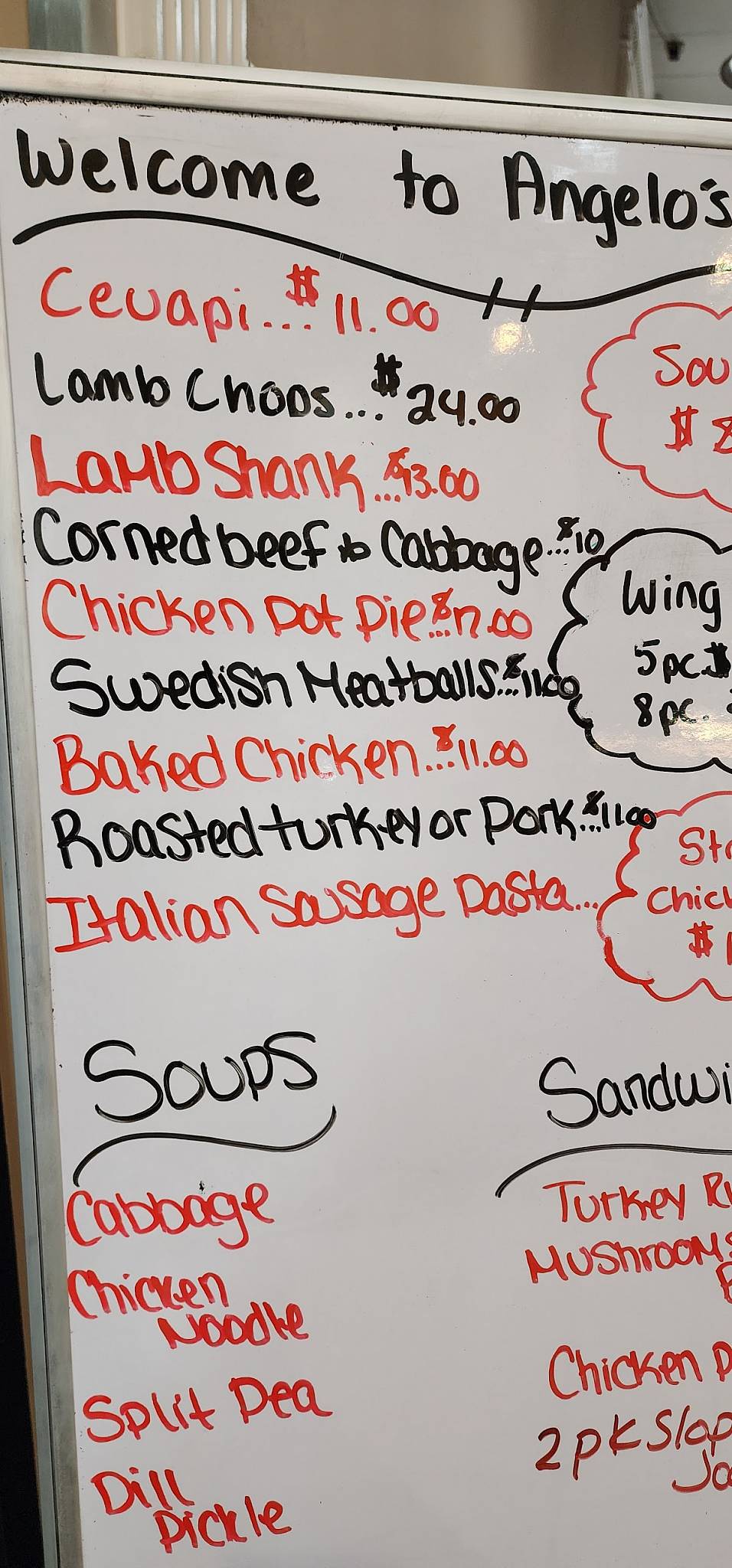 Menu at Angelo's Avenue Grille restaurant, Sterling Heights