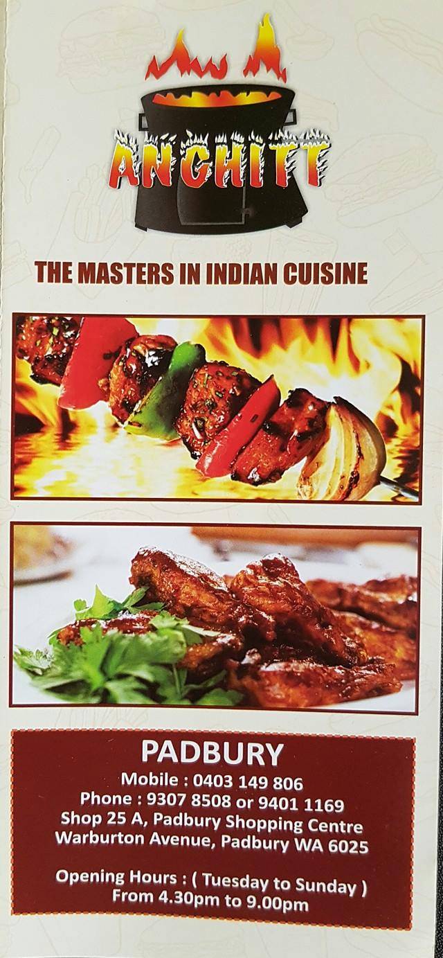 Menu at Anghiti restaurant, Padbury