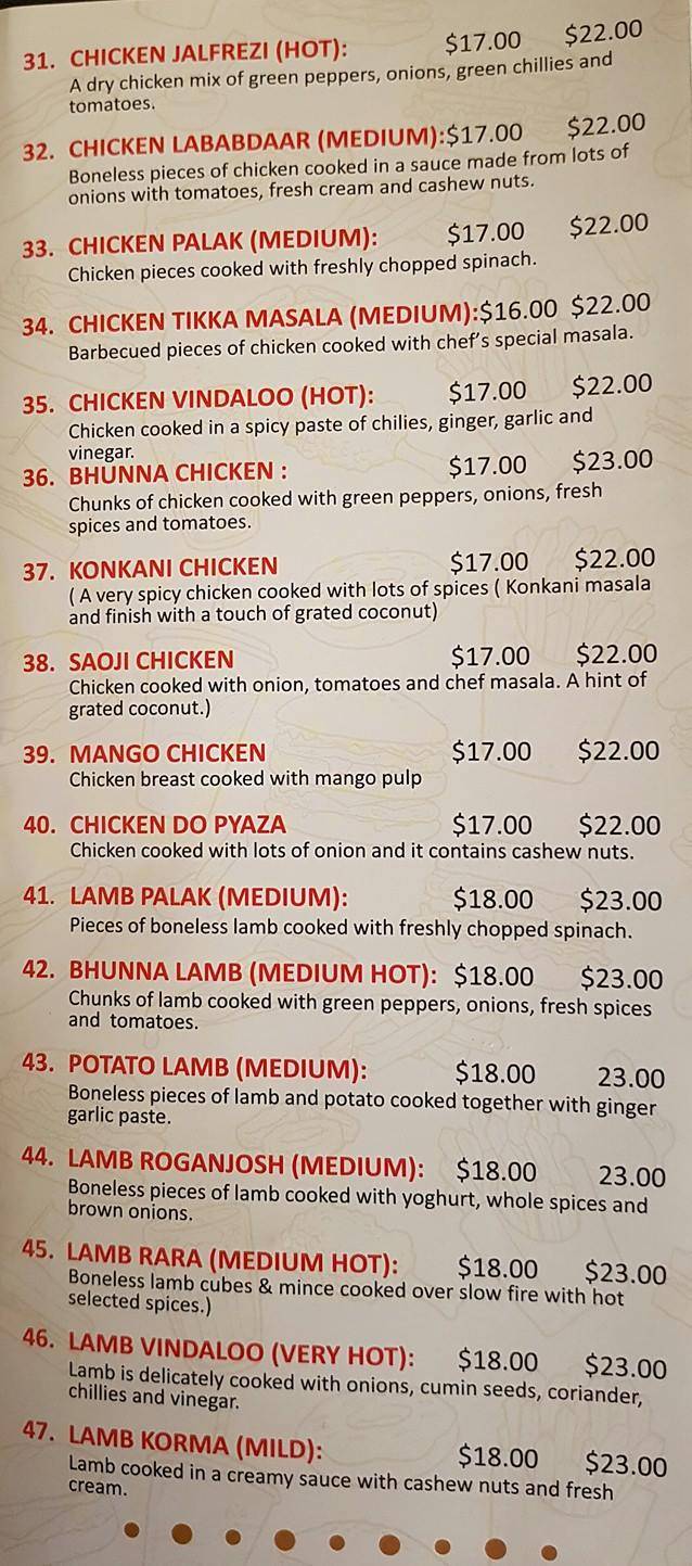 Menu at Anghiti restaurant, Padbury