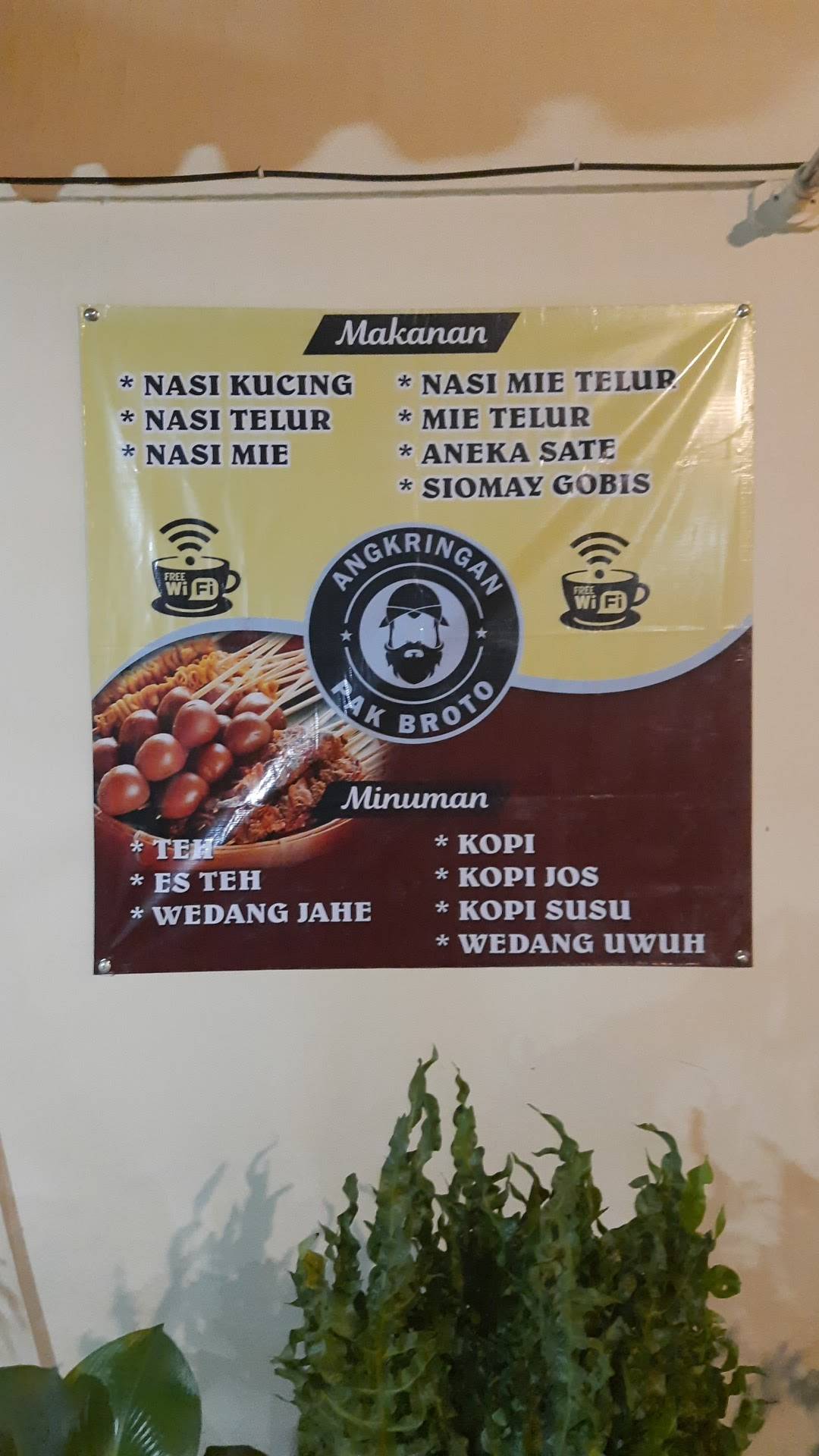 Menu at Angkringan Pak Broto Khas Klaten cafe, Indonesia