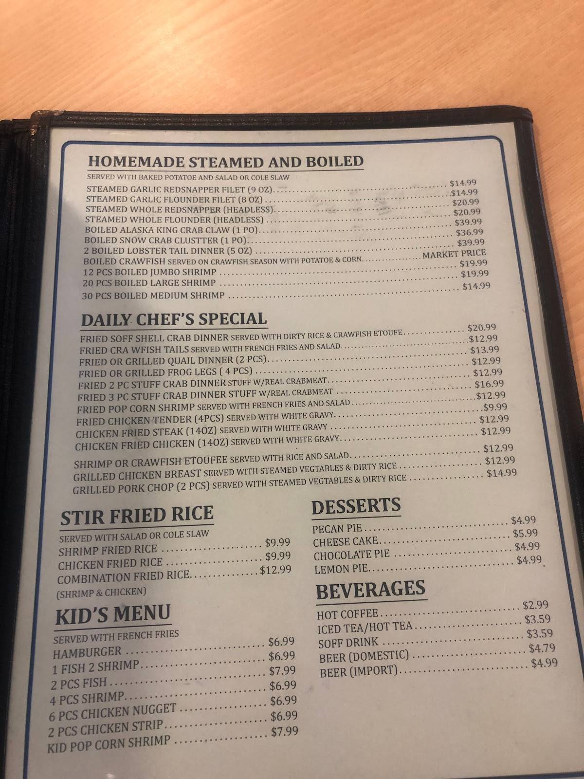 Menu at Angleton Seafood Restaurant, Angleton
