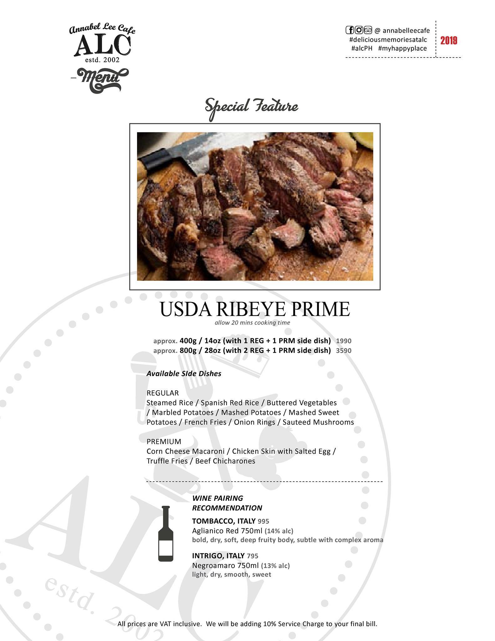 Menu at ALC Bistro restaurant, Pasig