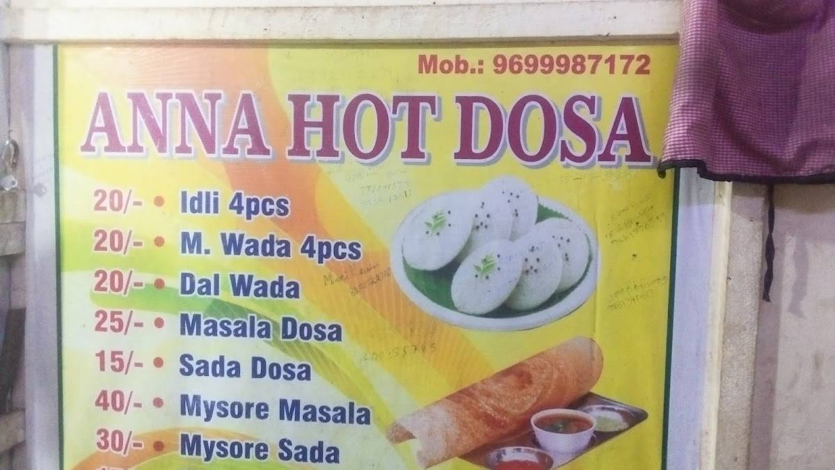 Menu at Anna's Hot Dosa, Mumbai, Shop No 5