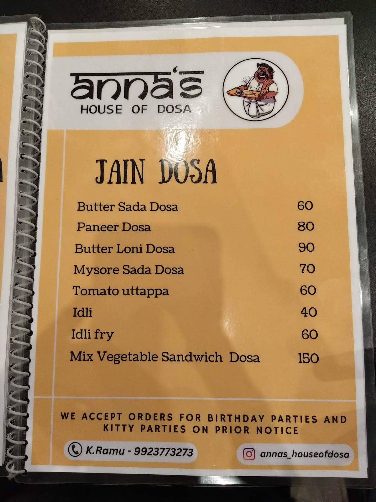 Menu at Anna's House of Dosa - Best Dosa in Nashik, Nashik