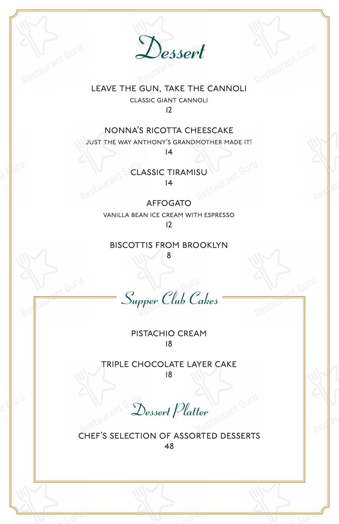 Menu at Anthony's Runway 84 steakhouse, Fort Lauderdale