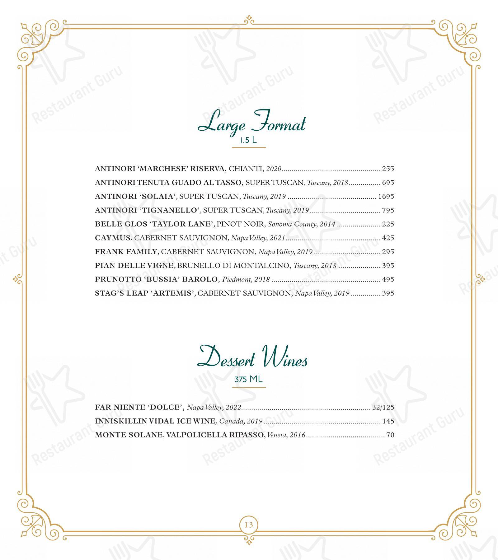 Menu at Anthony's Runway 84 steakhouse, Fort Lauderdale