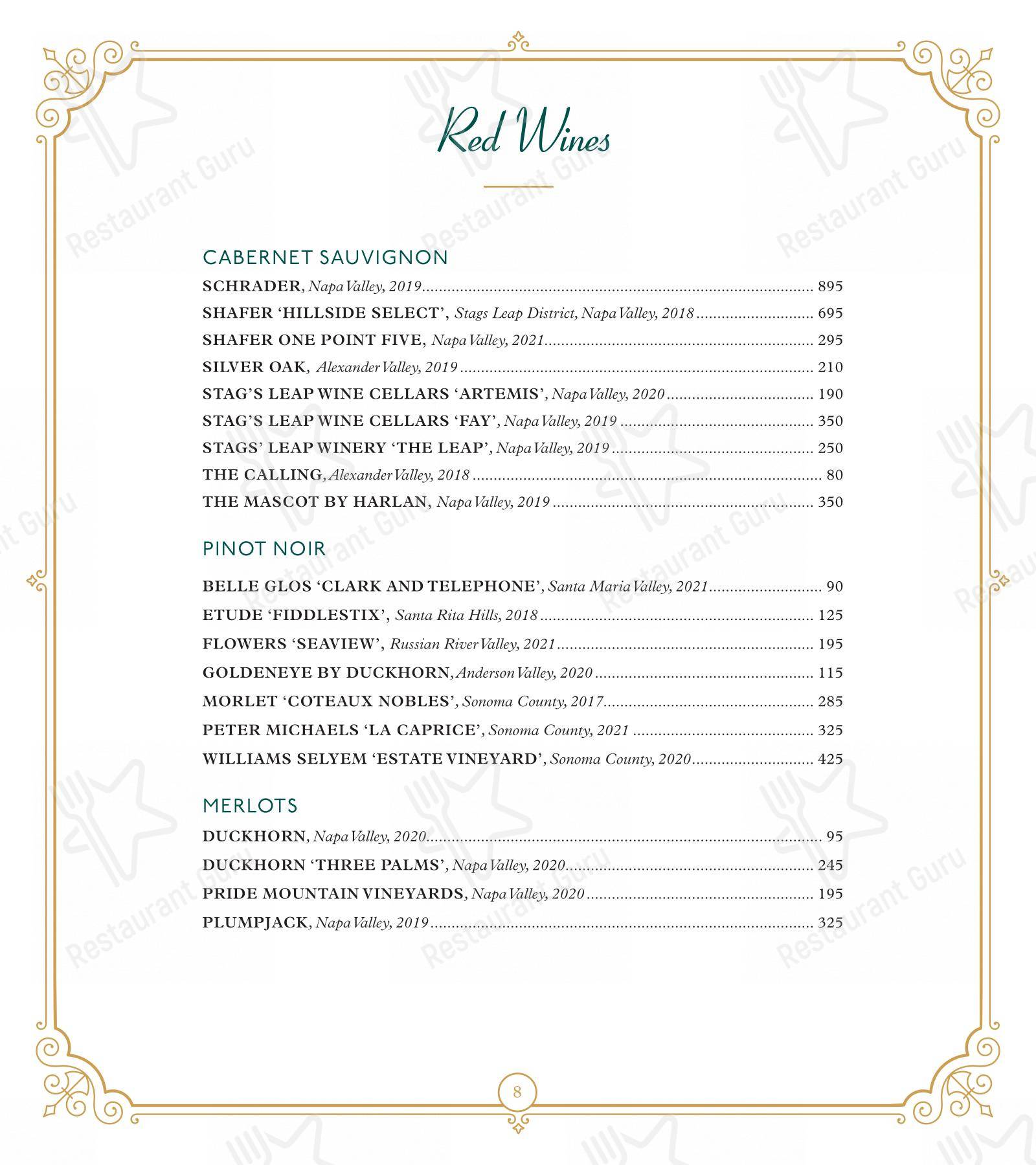 Menu at Anthony's Runway 84 steakhouse, Fort Lauderdale