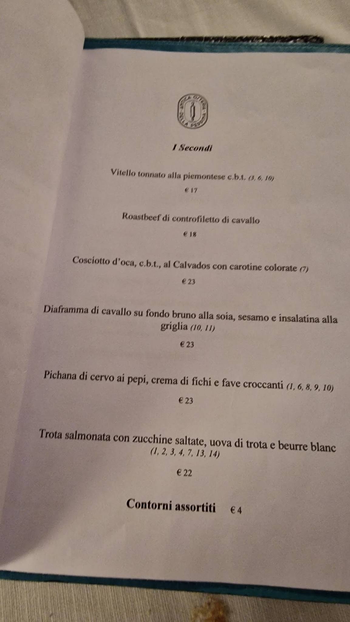 Menu da Antica Osteria della Peppina ristorante, Alseno